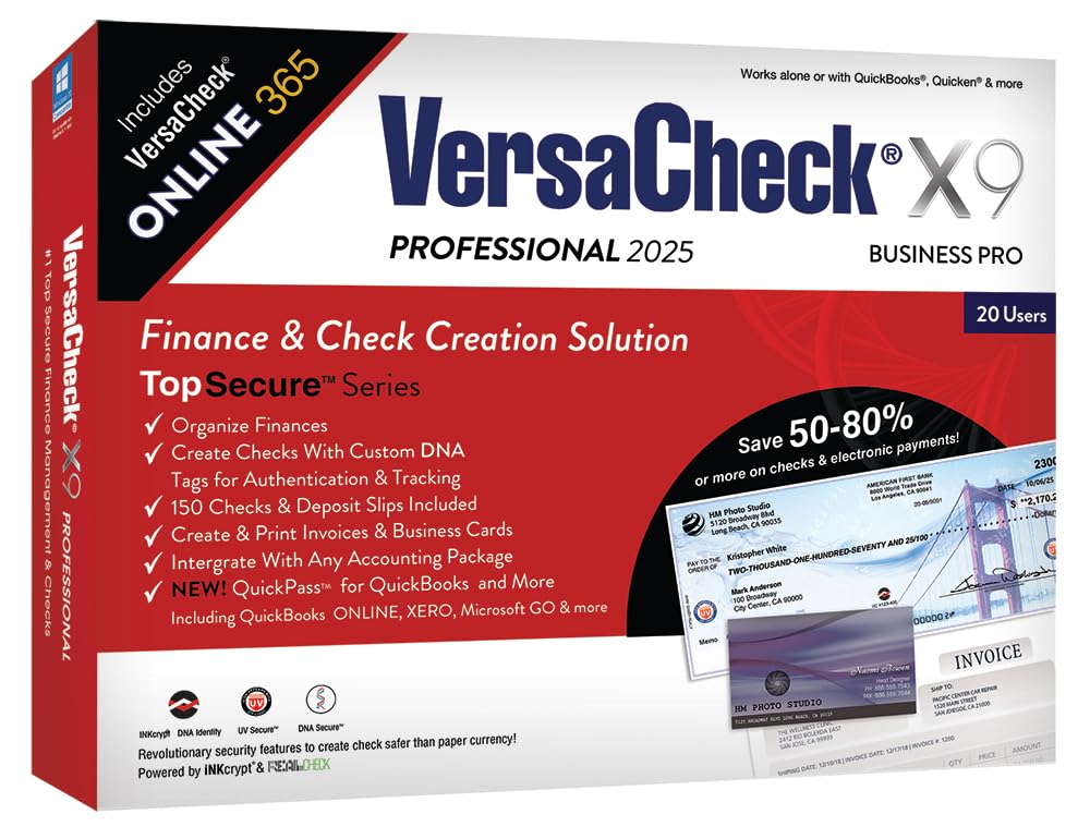 Amazon.com: VersaCheck X9 Professional 2025 – 20 Users + VersaCheck ...