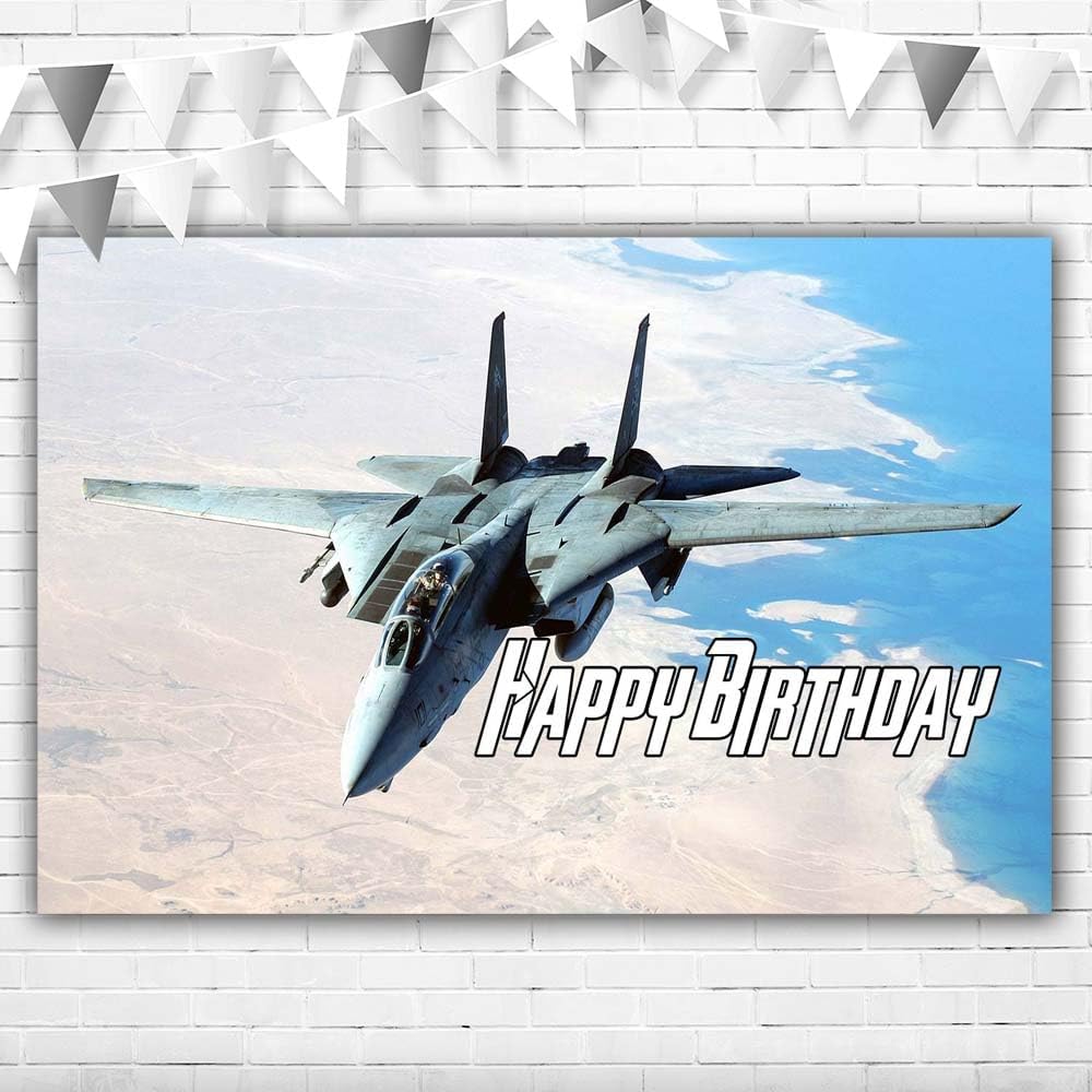 Amazon.com : Happy Birthday Airplane Backdrop 5x3ft Blue Sky Jet ...