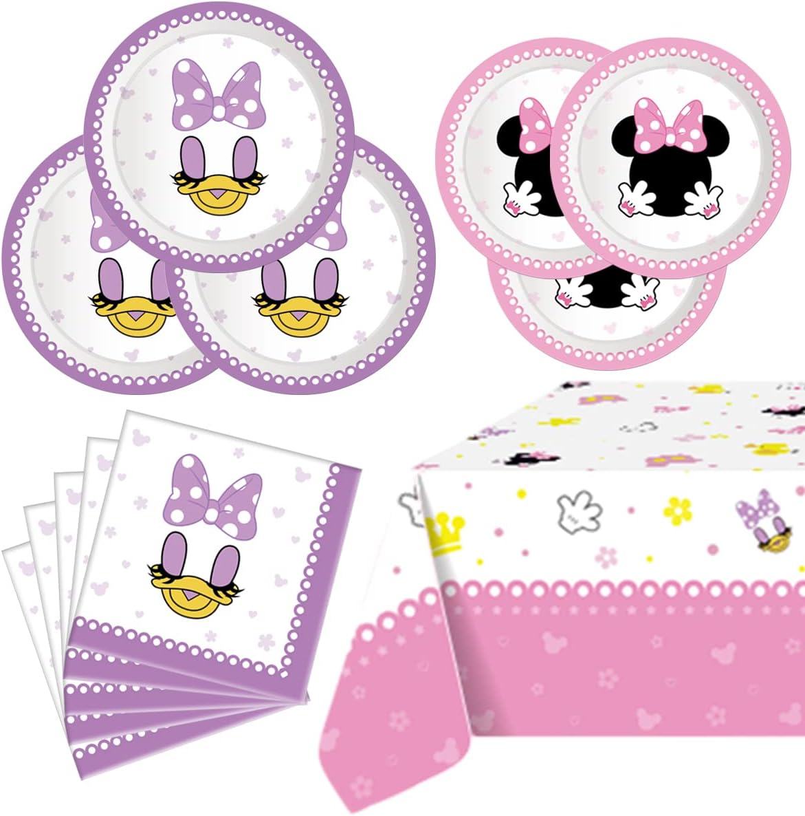 Amazon.com: Party Tableware For Minnie Mouse,16 pcs Paper Plates (8pcs ...