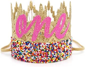 Amazon.com: LOVECRUSH Crowns Corona de primer cumpleaños para niñas ...