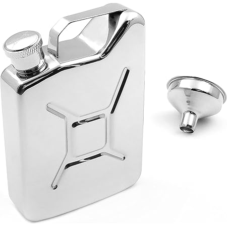 Amazon.com | Visol"Jerry Can" Stainless Steel Leather Pouch Flask, 6 ...