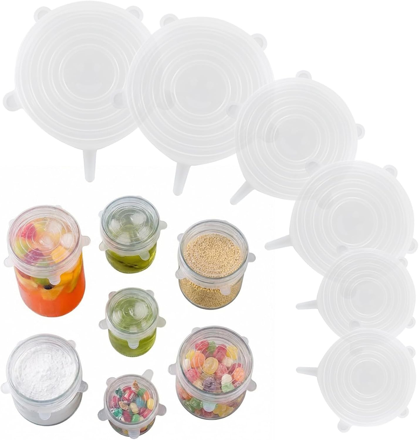 Amazon.com: Small Silicone Stretch Lids – 6 Pack Reusable Food Covers ...
