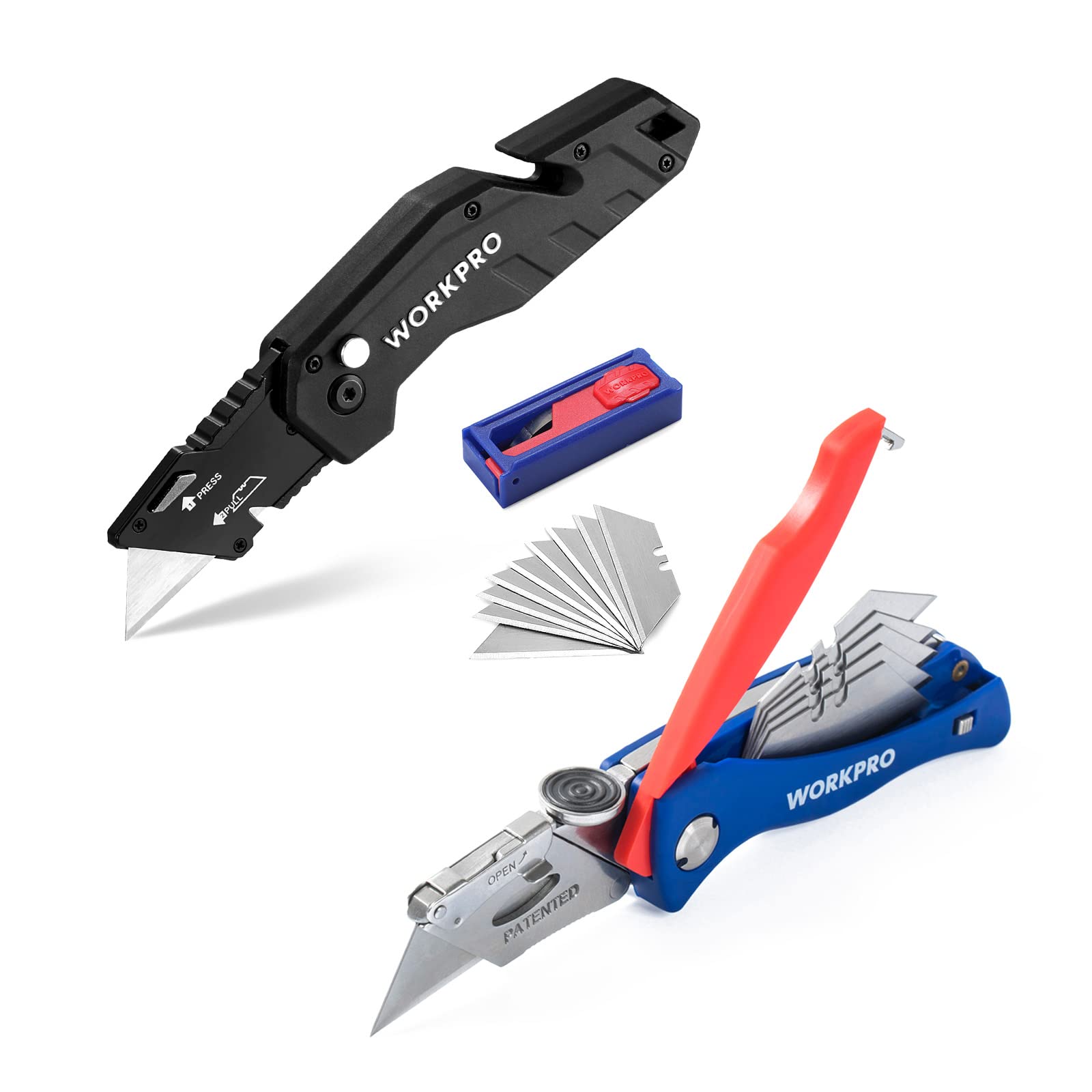 WORKPRO Folding Utility Knife & WORKPRO Folding Utility Knife, 15 Extra ...