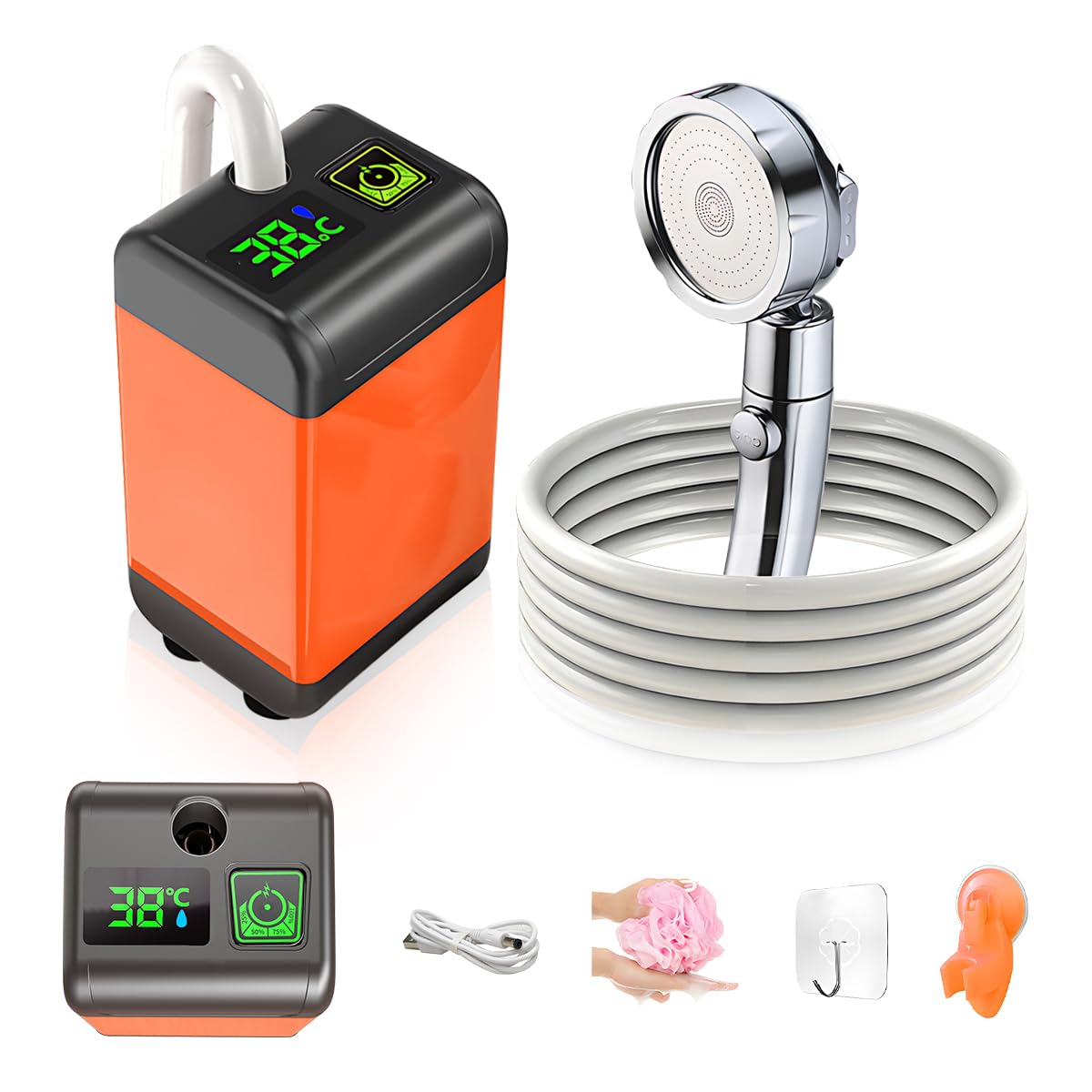 Cestbella Portable Camping Shower Electric Shower Pump, USB ...