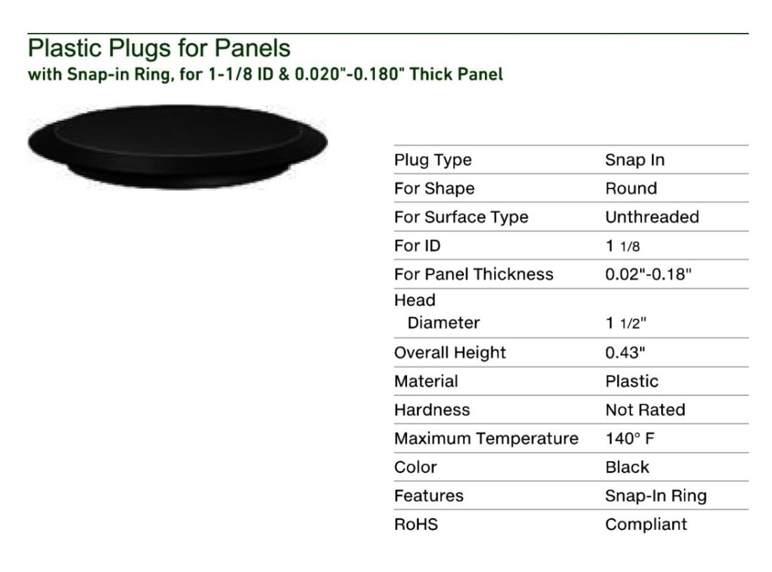 Snapklik.com : (Pack Of 10) 1-1/8" ID Hole Plug - Flush Mount Black ...