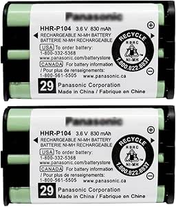 Amazon.com: CUCESH Paquete de 2 baterías recargables HHR-P104 NI-MH para Panasonic 3.6V 830mAh ...