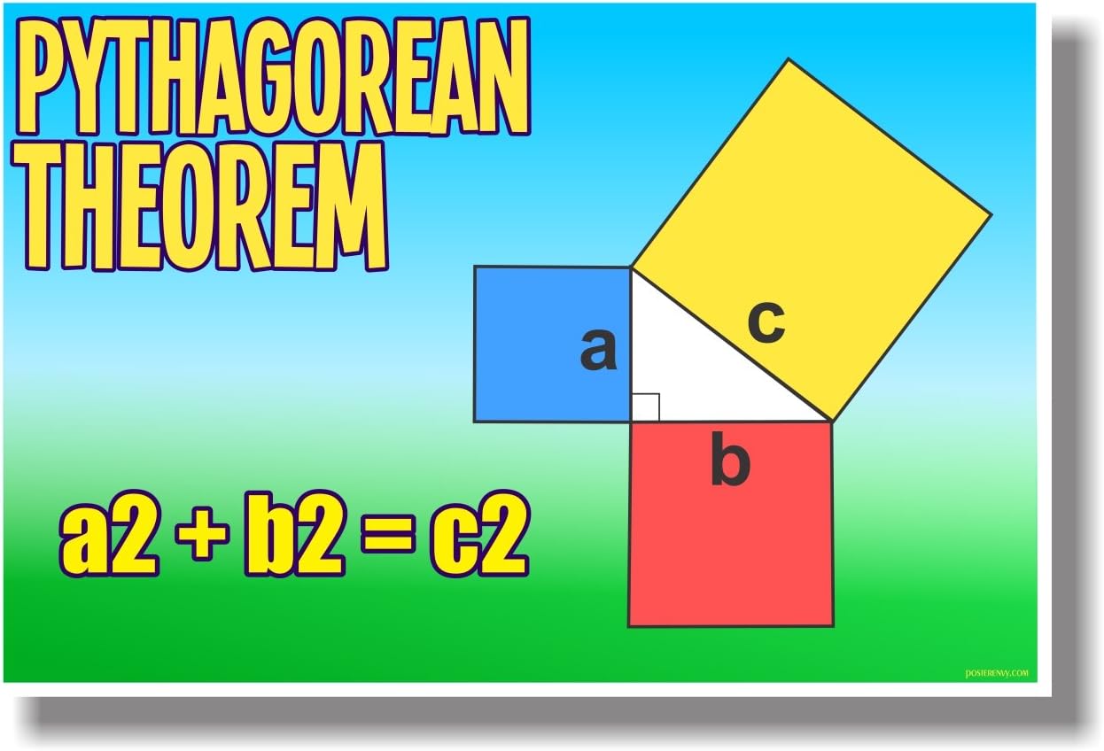 Amazon.com: Pythagorean Theorem (wide) - New Math Classroom Poster ...