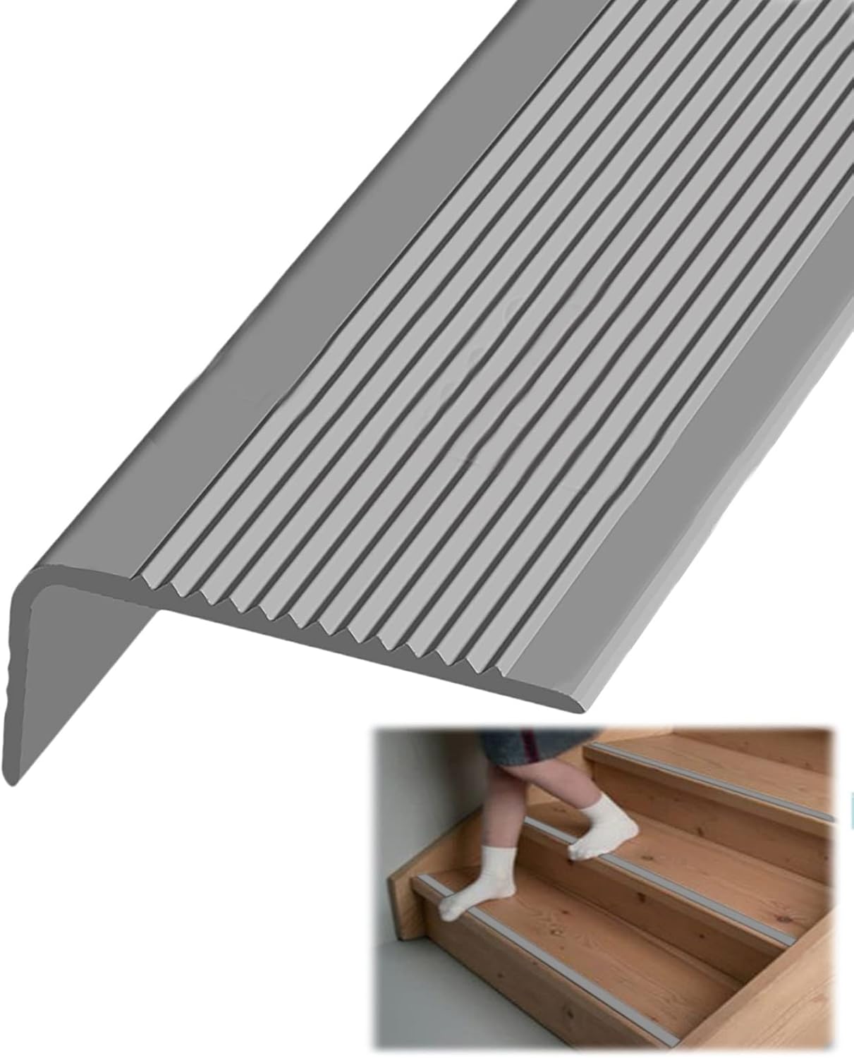 L Shape Stair Edge Protector, Rubber Stair Treads Black PVC Stair Nose ...