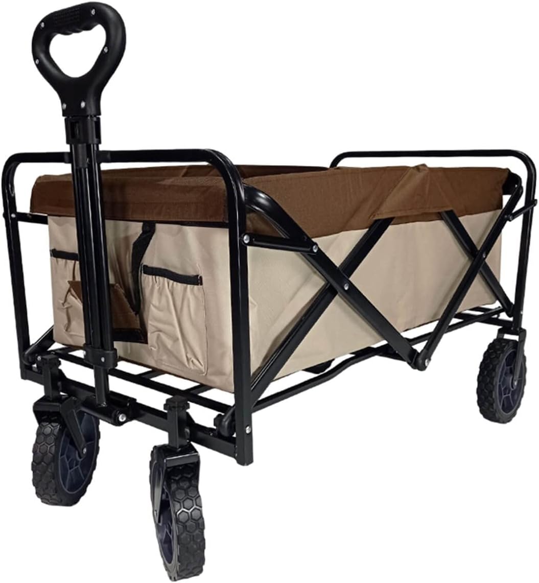 Amazon.com : Heavy Duty Folding Wagon Cart Collapsible Beach Garden ...