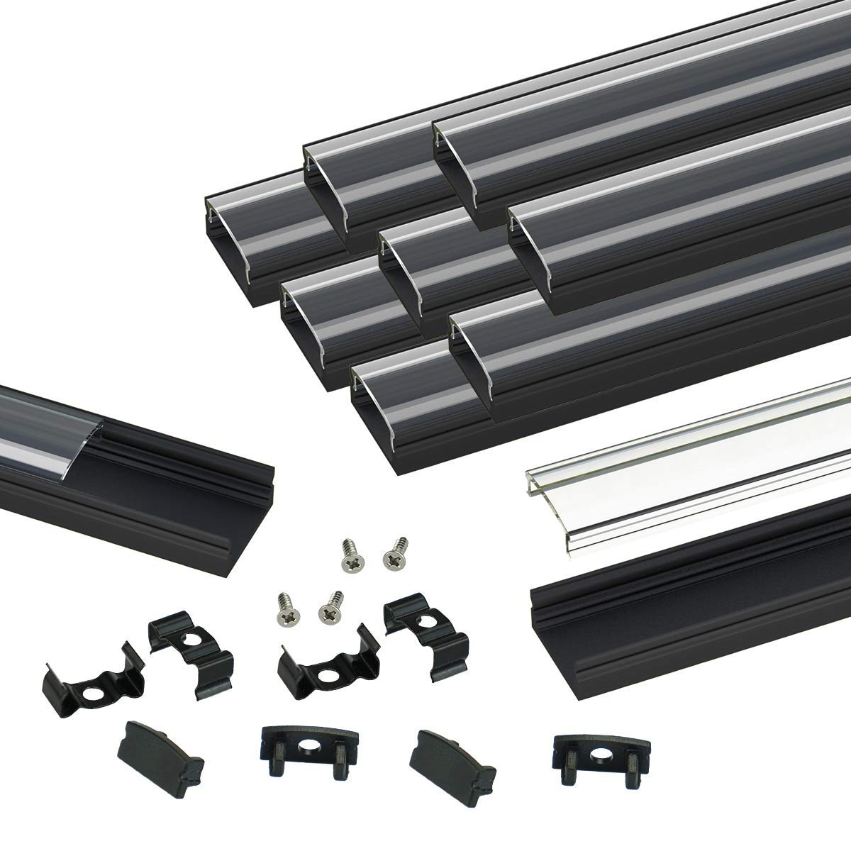 Muzata U-Shape LED Channel System with Transparent Crystal Clear Lens ...