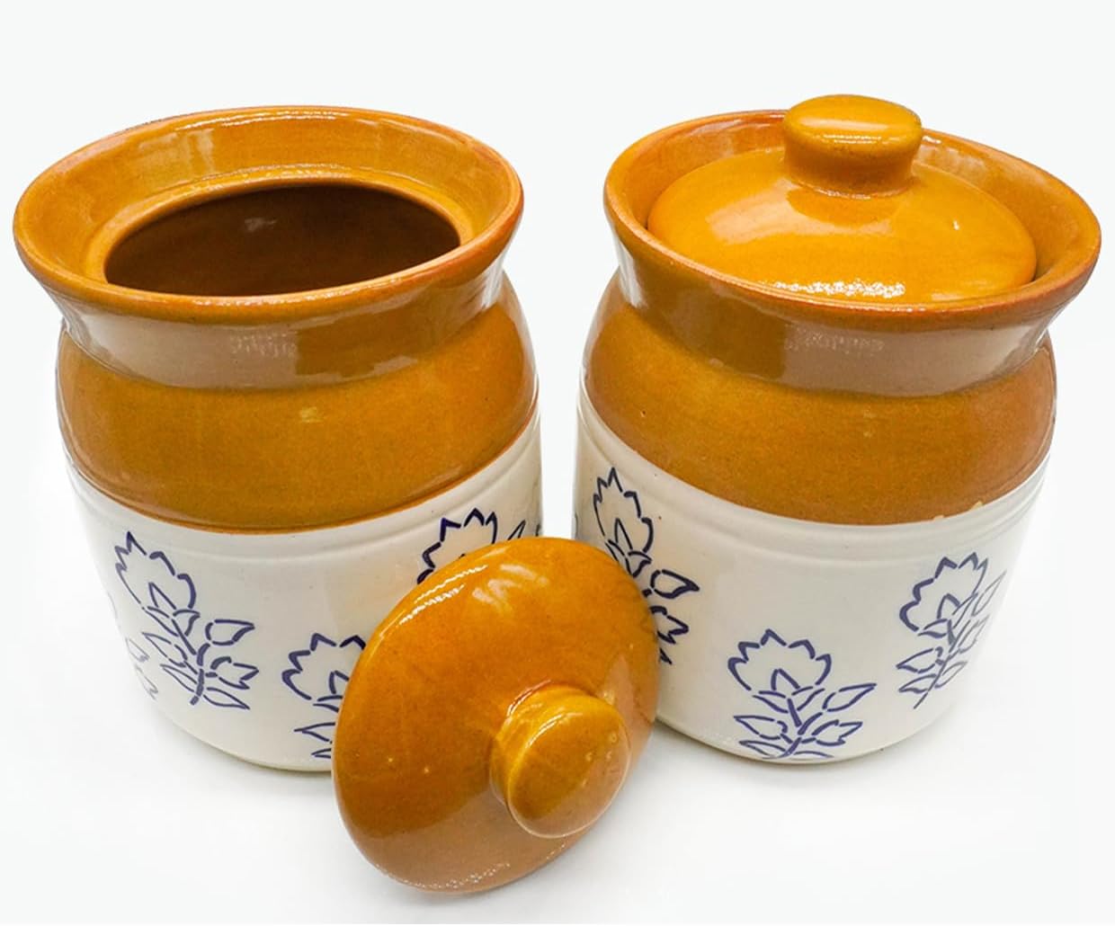 Ceramic handmade Pickle Jars with Lid in 1000ml (Pack of 2 ...