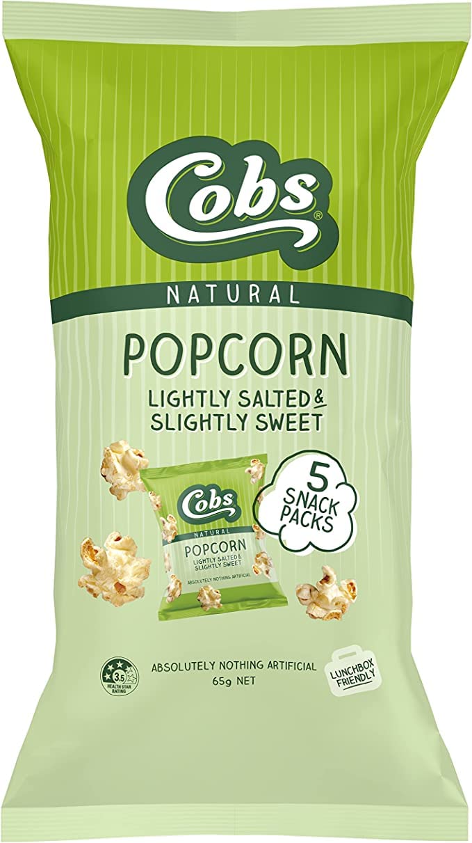 Cobs Natural Lightly Salted and Slightly Sweet Popcorn, 5 x 13 g ...