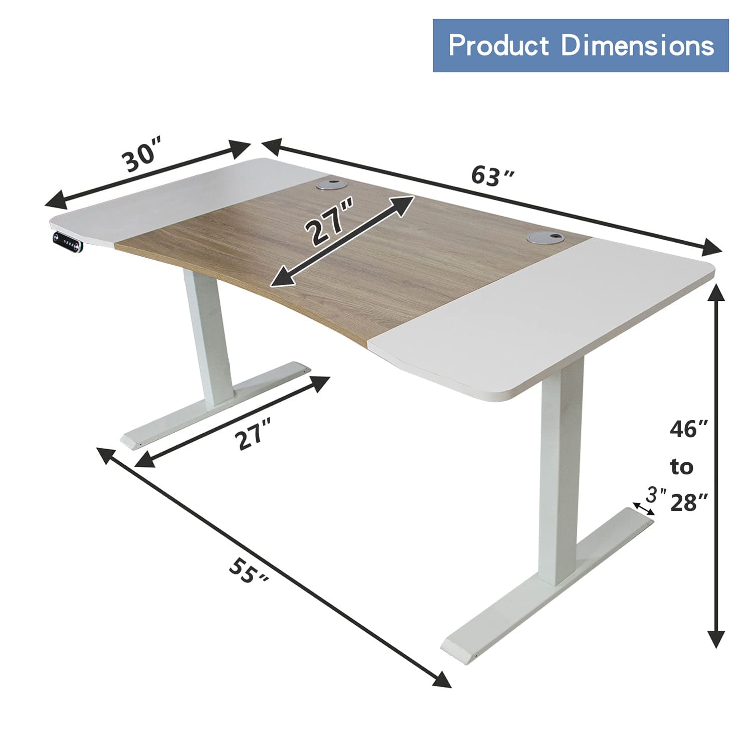 Snapklik.com : Bilbil Dual Motor Electric Standing Desk, 63 X 30 Inch ...