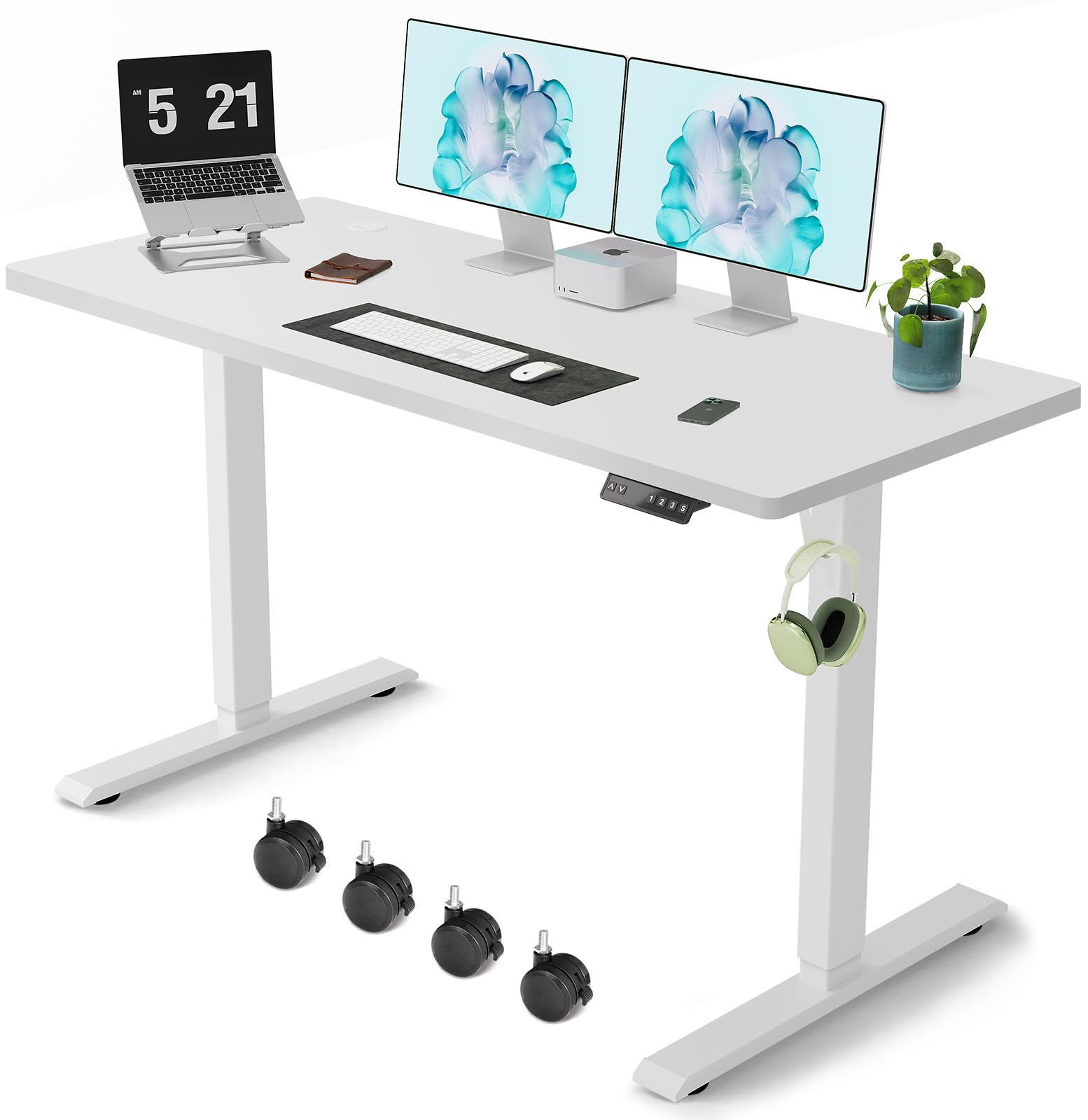 Win Up Time Whole Piece Standing Desk with Wheels- Electric Height ...