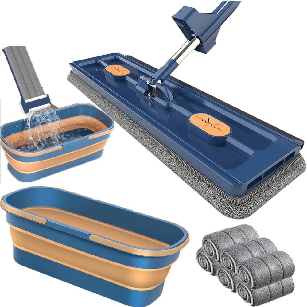 MASTERTOP Wischmopp Set mit Eimer, 2 in1 Bodenwischer mit ...