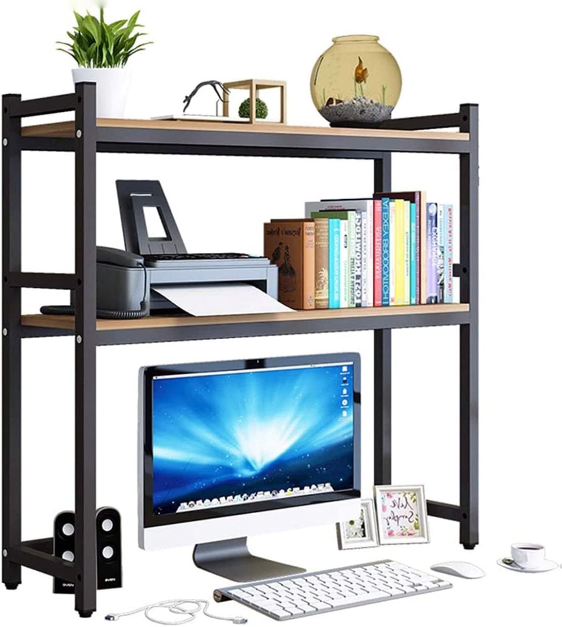 Amazon.com: 3-Tier Metal Desktop Bookshelf for Home Office, White ...