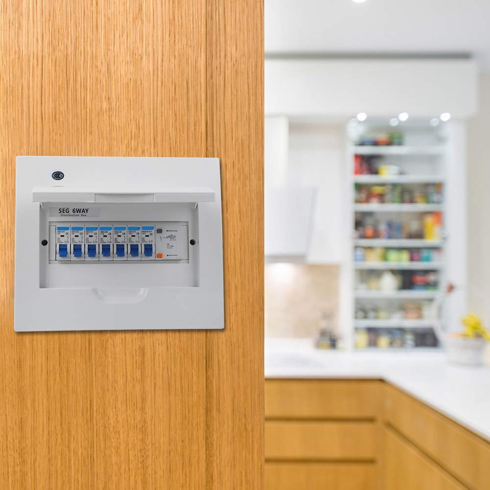 6 Way Consumer Unit 6 way board 63A Circuit Breaker 30mA RCD+4MCB ...