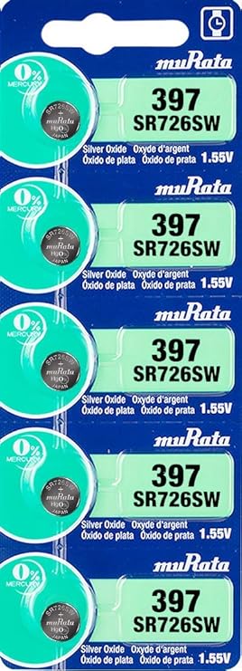 Amazon.com: Murata 397 Battery SR726SW 1.55V Silver Oxide Watch Button ...
