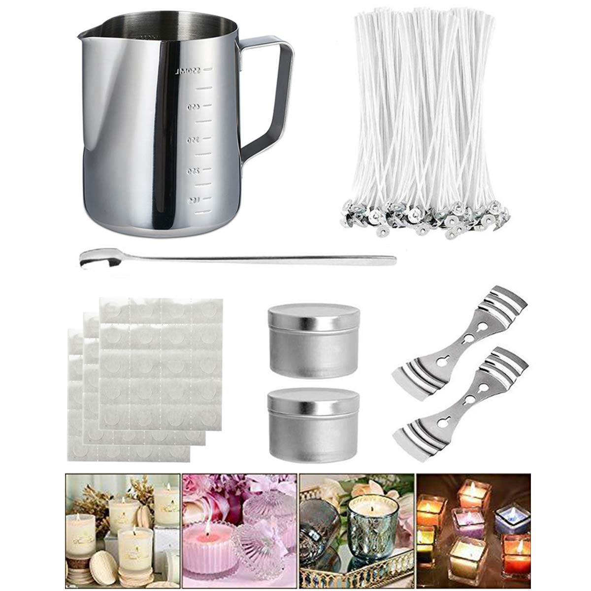 Candle Making DIY Kit,with Stainless Steel Measuring Glass,Natural ...