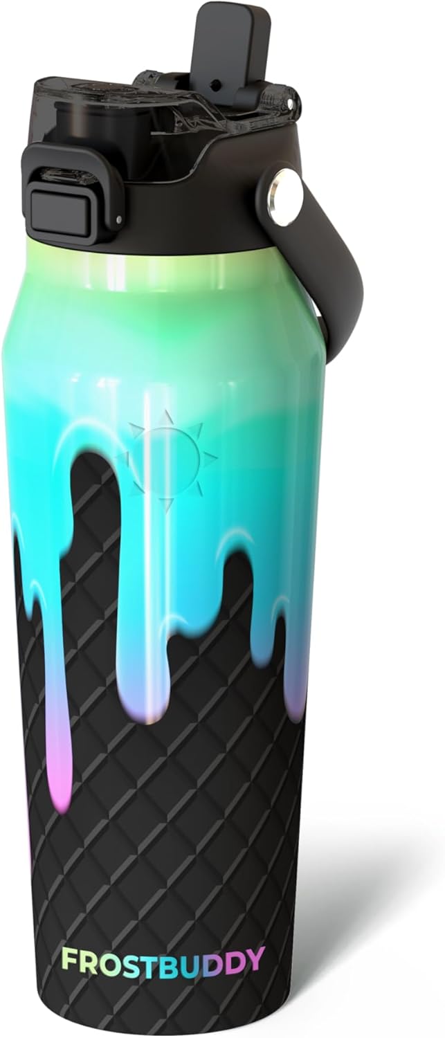 Amazon.com: Frost Buddy 24oz Insulated Water Bottle with Straw & Chug ...