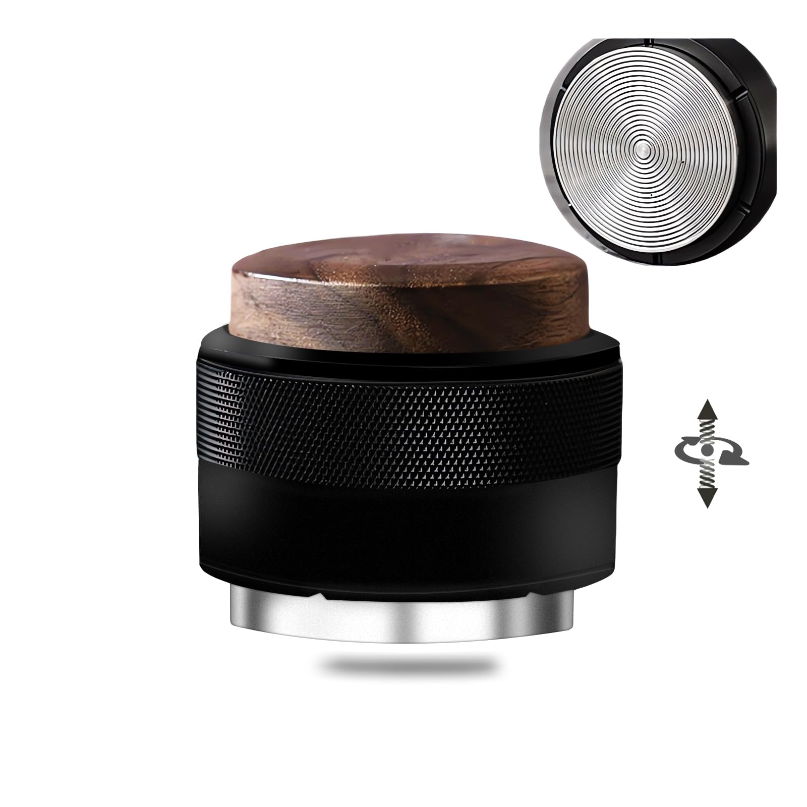 58mm Walnut Coffee Distributor & Hand Tamper, Adjustable Depth, Coffee ...