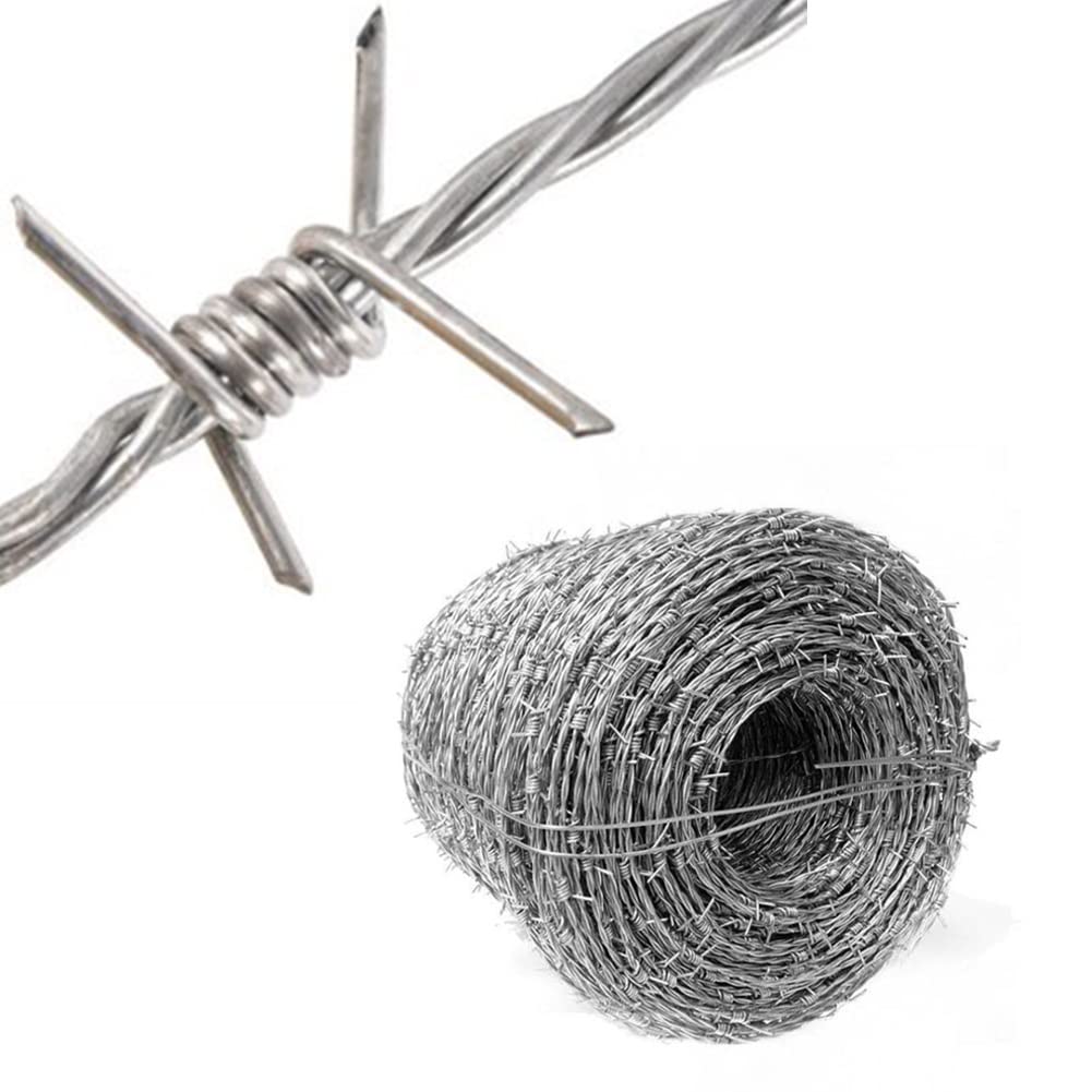 Amazon.com: MAHFEI Galvanized Barbed Wire, Heavy Duty High Tensile ...