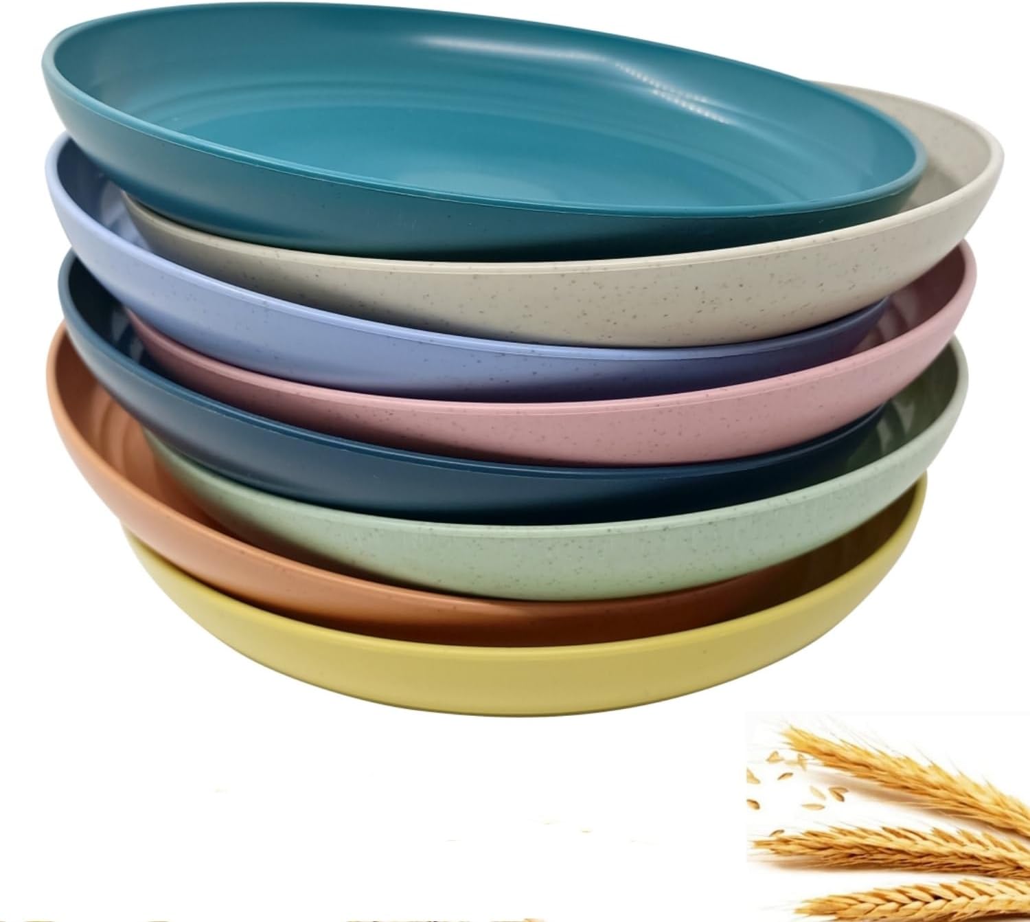 WANBY Wheat Plastic Reusable Dinner Plates Unbreakable Dinner Dishes ...