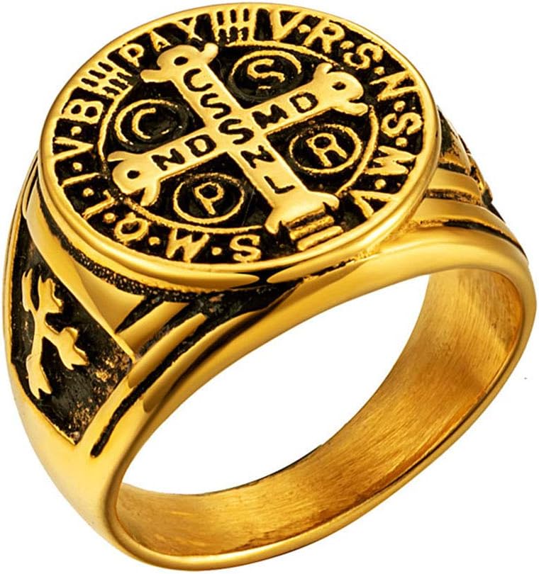 Hommes Cspb Cssml Ndsmd Saint Benoît De Nursia Ring Stainless Steel ...
