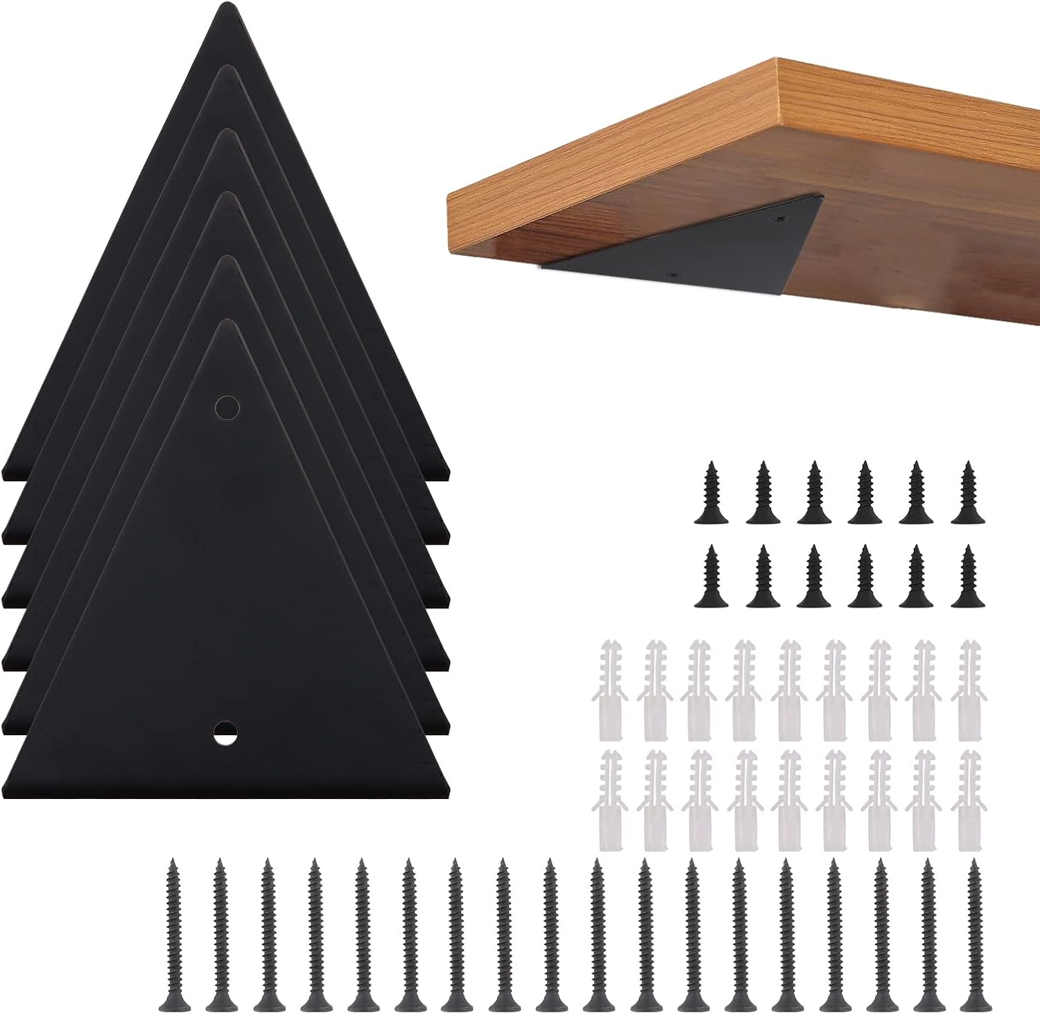 Amazon.com: 3 Pair Floating Shelf Bracket 6 Inch, Hidden Floating ...