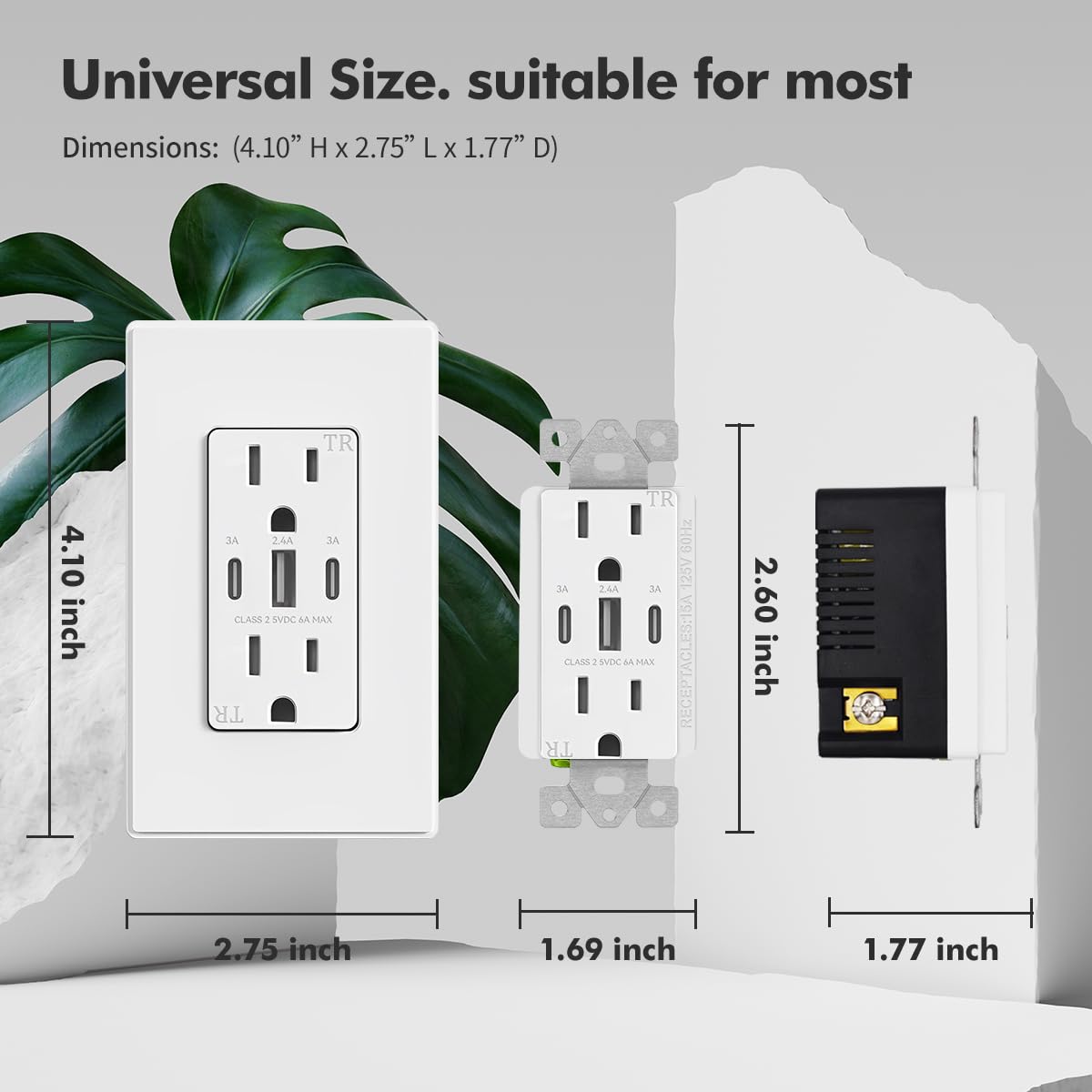 Snapklik.com : Micmi USB C Wall Outlet, 30W 6.0 Amp 3-Port USB C Outlet ...