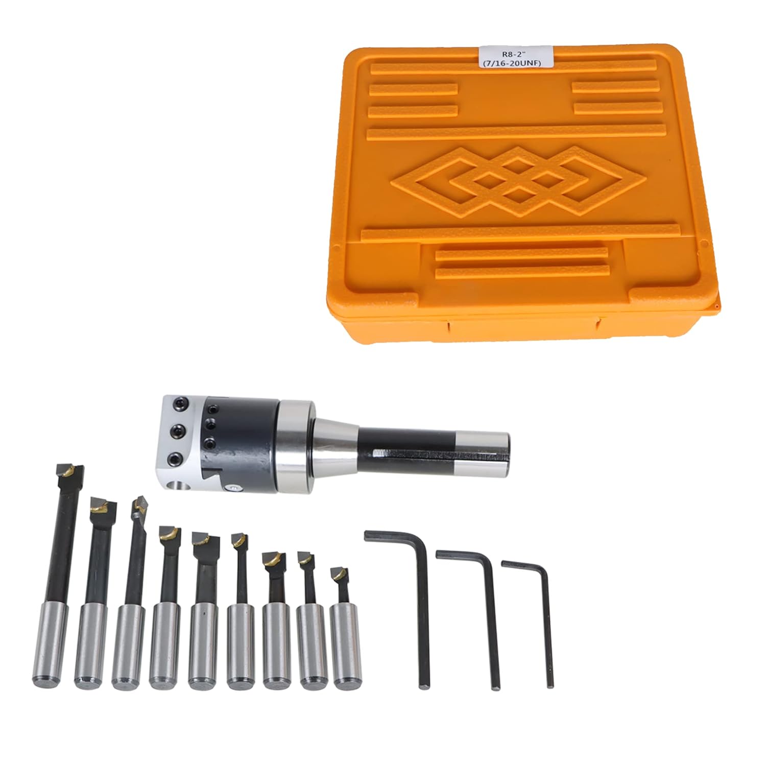 Timunr 2 Inch Boring Head Set R8 Shank with 9Pcs 1/2 Inch Boring Bar ...