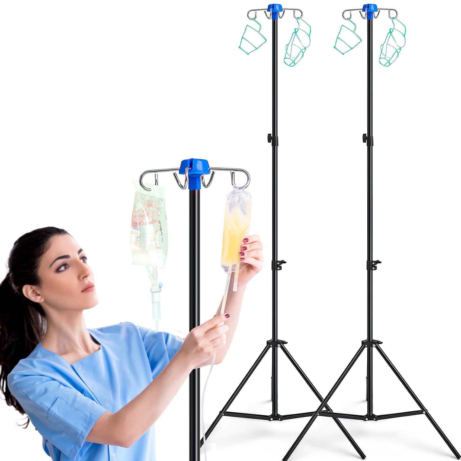 Amazon.com: ITEFDTUTNE 2 Pack IV Pole Portable IV Pole with Drip Bag ...
