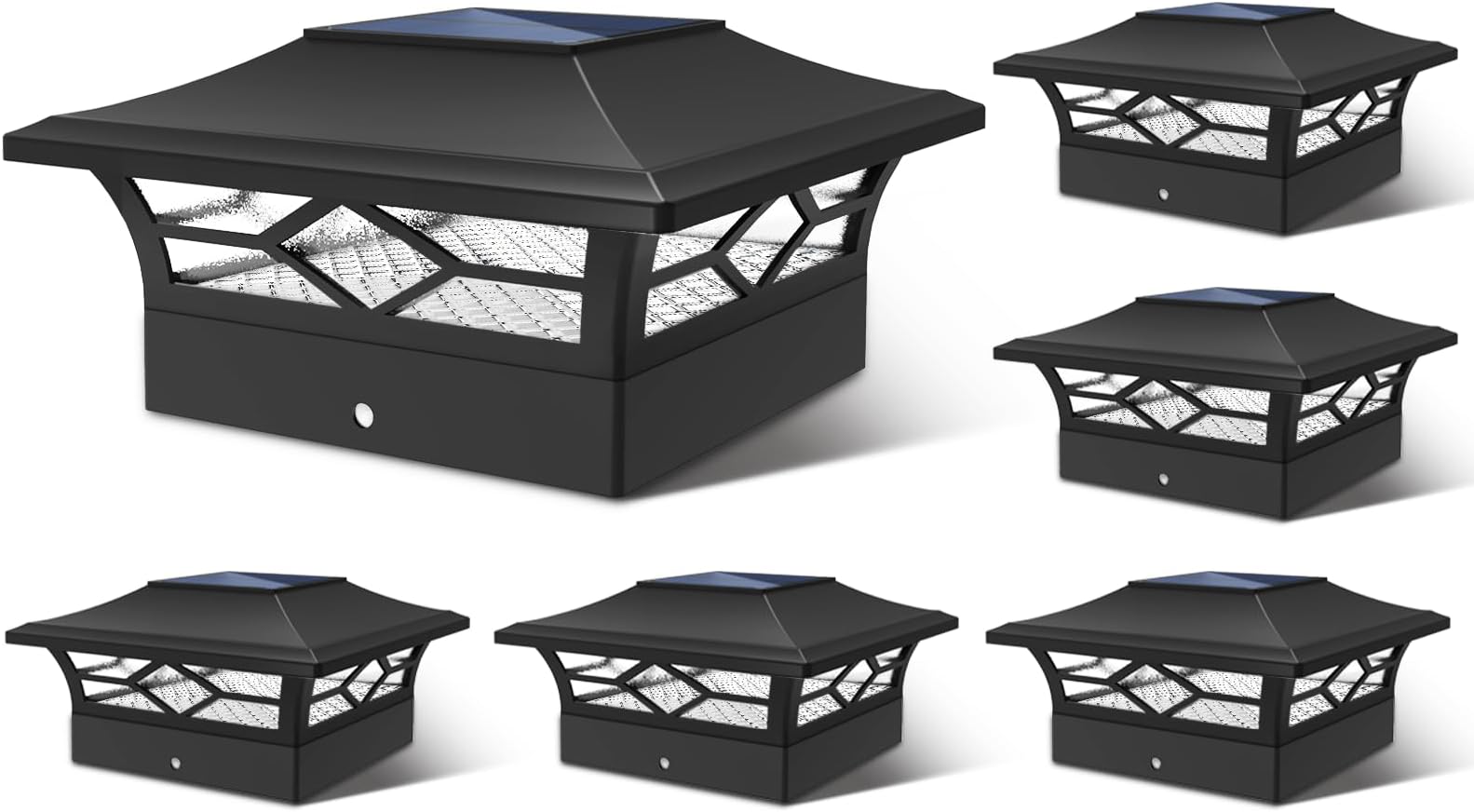 JOFIOS Solar Post Cap Lights Outdoor 6pack, Waterproof Solar Powered ...