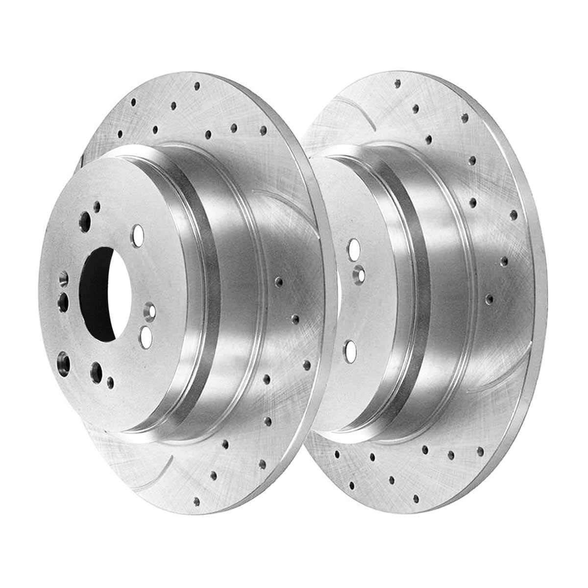 AutoShack Front and Rear Drilled Slotted Brake Rotors Silver Set of 4 ...