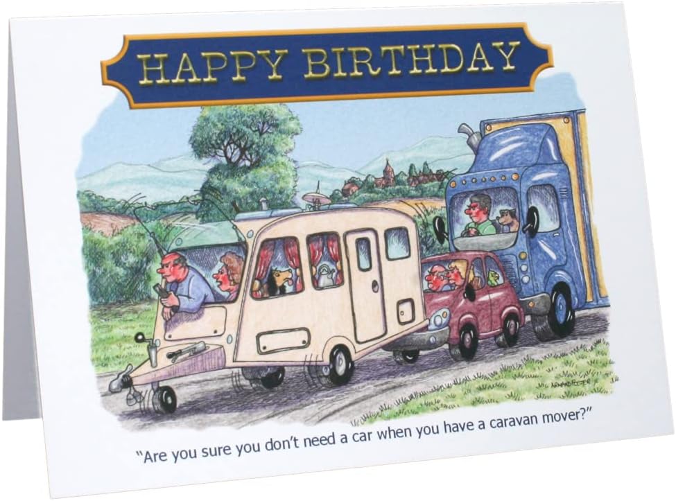 Amazon.com: Happy Birthday Caravan Caravanning Humour Cartoon A5 Funny ...
