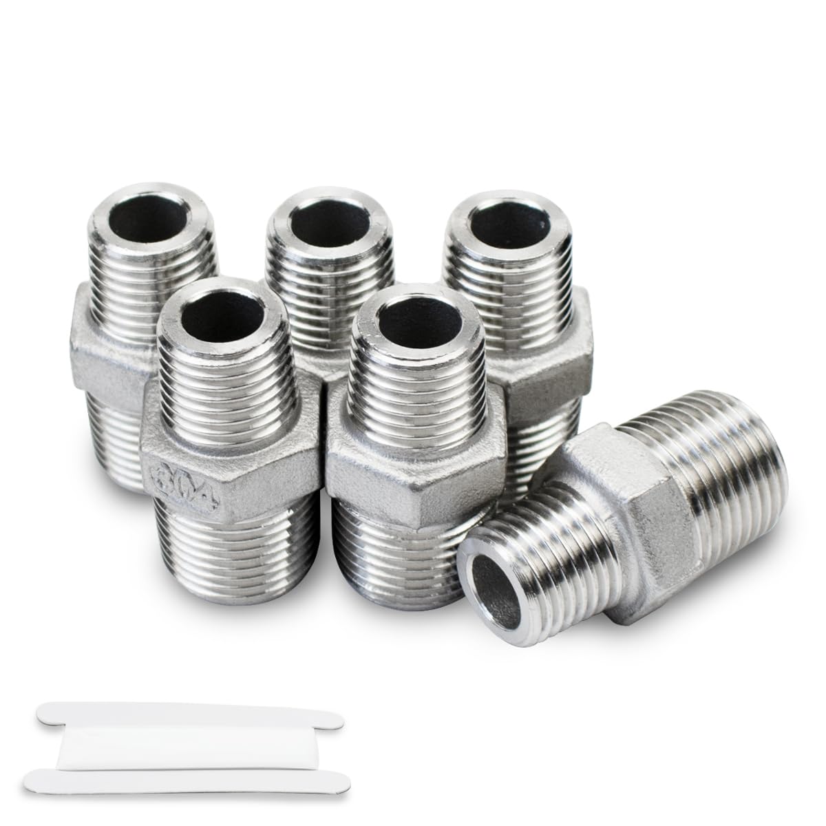 Bwintech 6 Pcs 1/4" Male to 1/2" Male BSP Thread Stainless Steels 304 ...