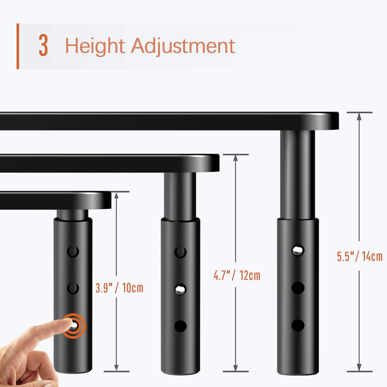 PUTORSEN Monitor Stand Riser with Vented Metal 3 Height Adjustable Dual ...