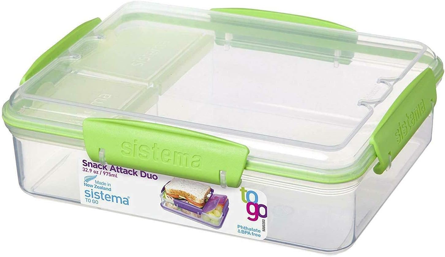 Sistema Snack Attack Duo to Go Food Storage Container, 975 mL, Colour ...
