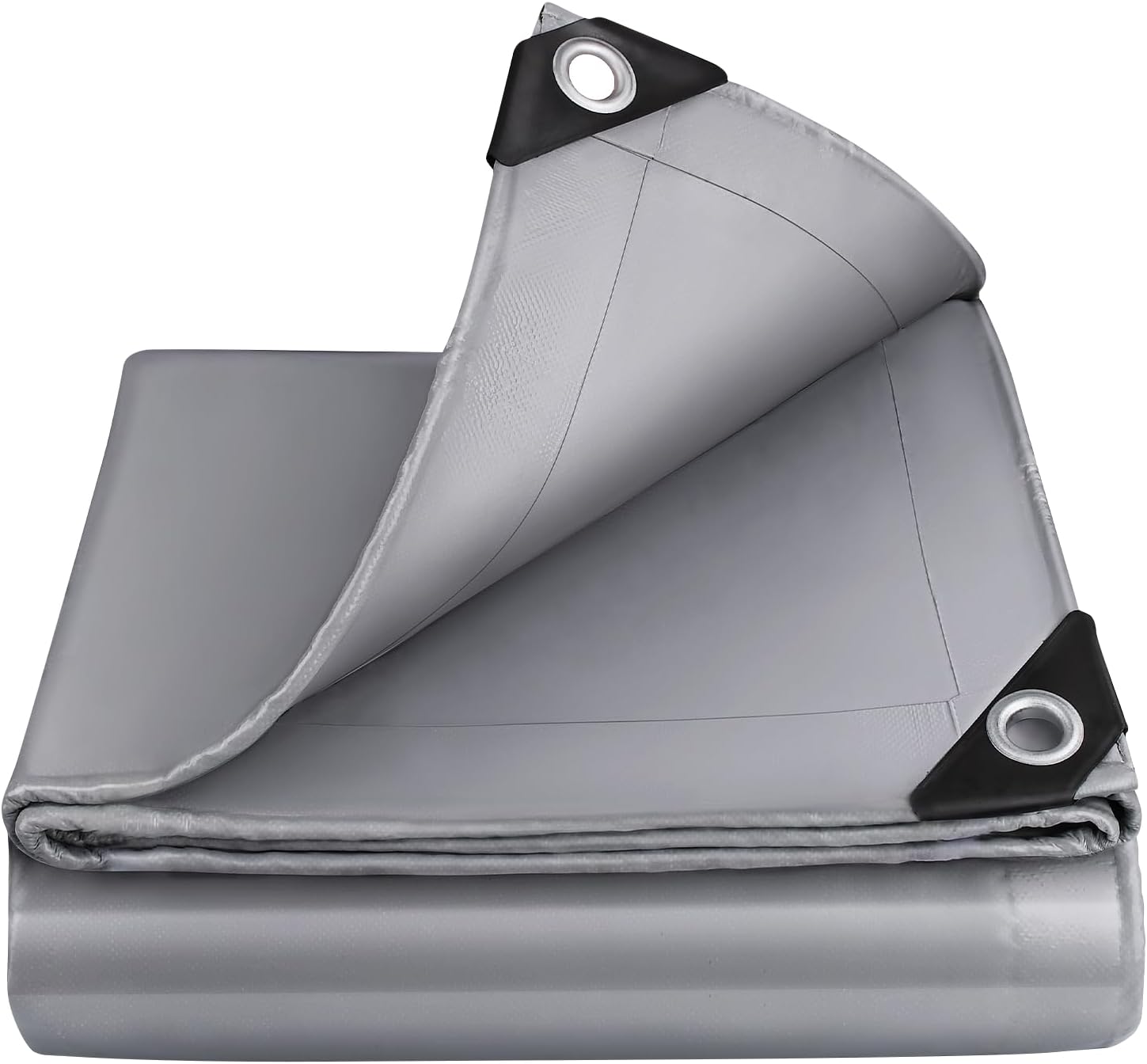 Lechansen Heavy Duty Tarpaulin Waterproof 2m x 2m, 650g/m² PVC Grey ...