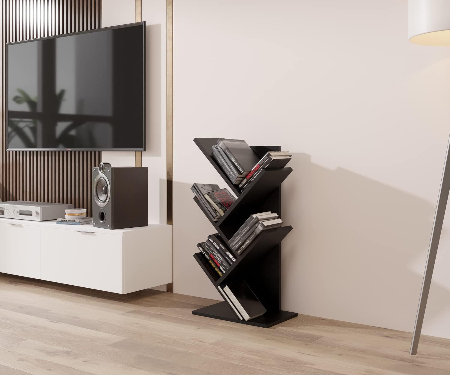 YMYNY Bibliothèque d'arbre à 4 Étages, Étagère à Livres sur Pied ...