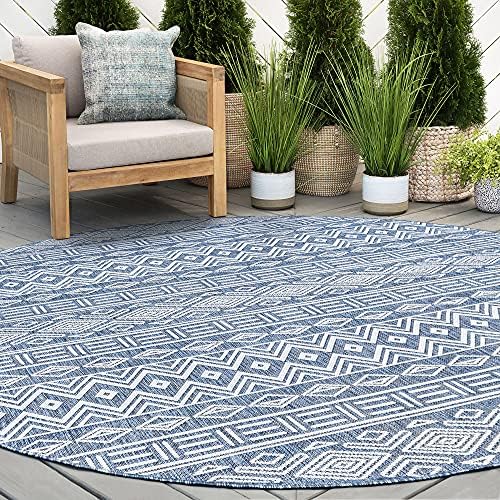 Amazon.com: Water & Fade Resistant 6ft Round Indoor Outdoor Rug for ...