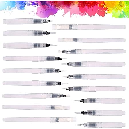 A+Selected 6 Pieces Water Reservoir Brush Pen Set - Aqua Brush Pens ...