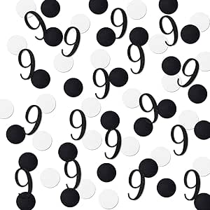 Amazon.com: Black Glitter 9 Confetti, 9th Birthday Number Confetti ...