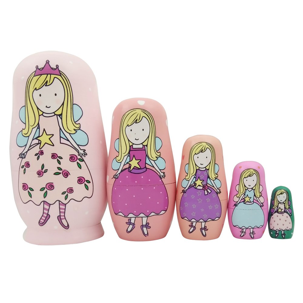 Amazon.com: HYCLES 5 Pcs Cute Angel Princess Handmade Nesting Dolls ...