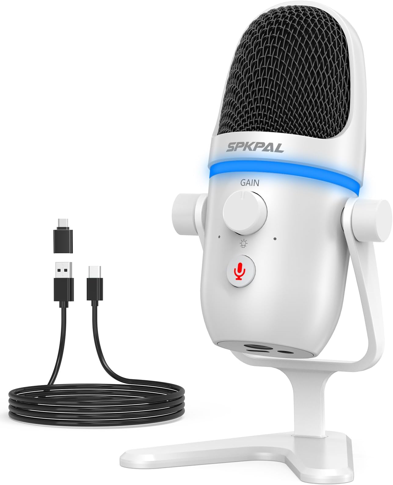 Amazon.com: SPKPAL USB Microphone for PC, Zinc Alloy RGB Computer ...