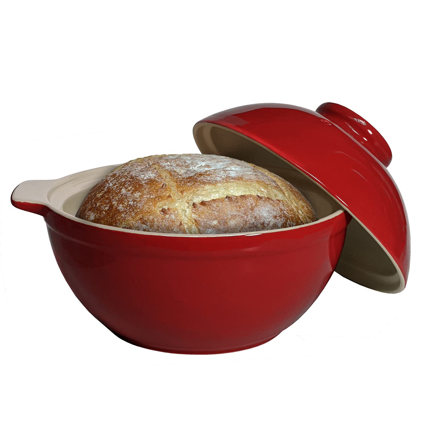 Amazon.com: Sassafras Superstone Bread Dome with Red Exterior Glaze and ...