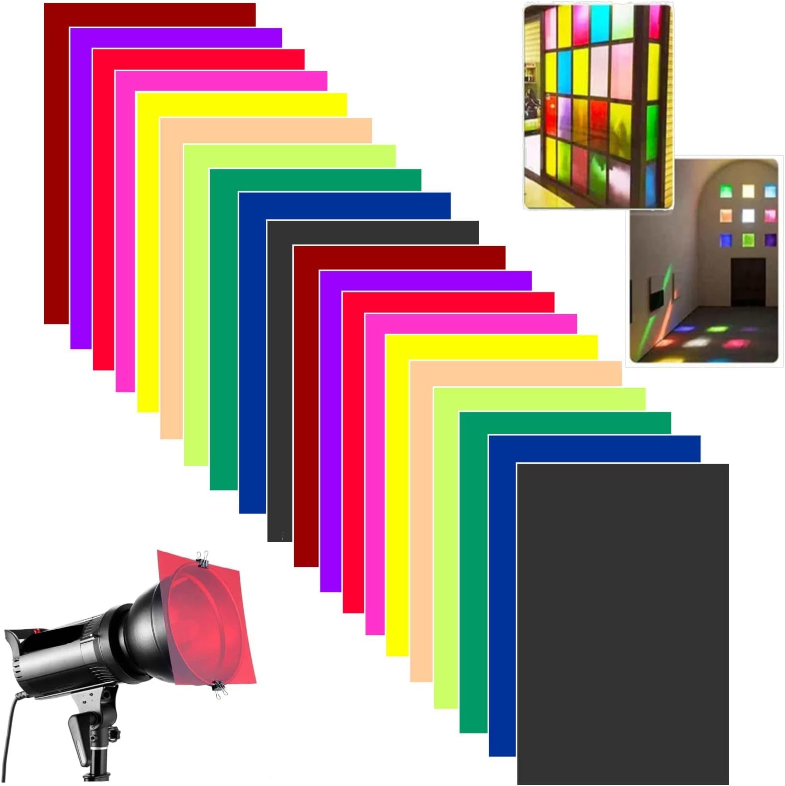 Amazon.com : SAMNISOO 30 Pcs Color Correction Gel Light Filter ...