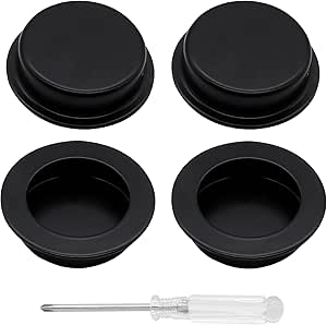 Biaungdo 4 Pcs Black Round Recessed Cabinet Pulls, Stainless Steel Door ...