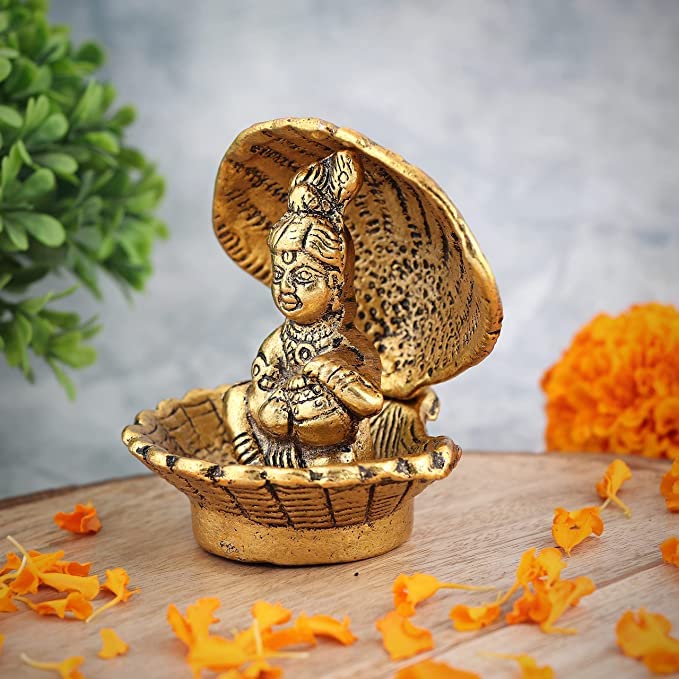 Buy Golden Ladoo Gopal Murti for Home Pooja | Bal Gopal in Sea Shell ...
