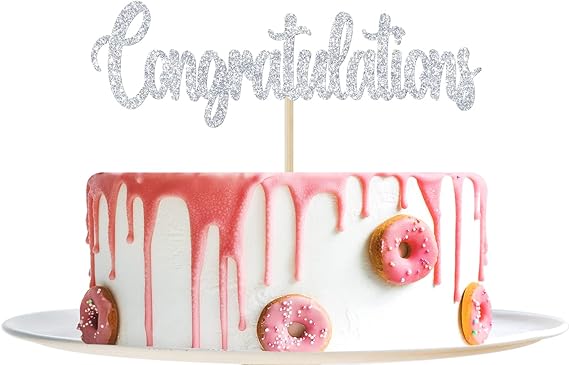 Amazon.com: Silver Glitter Congratulations Cake Topper, Congrats Grad ...